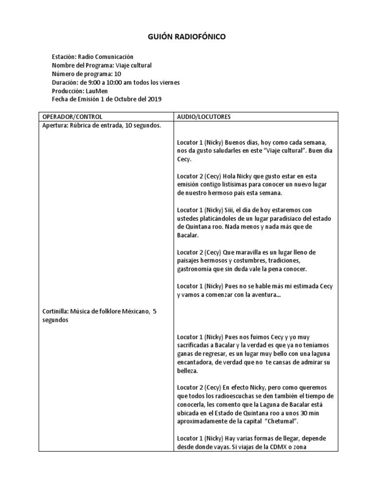Guión Radiofónico Pdf Pdf