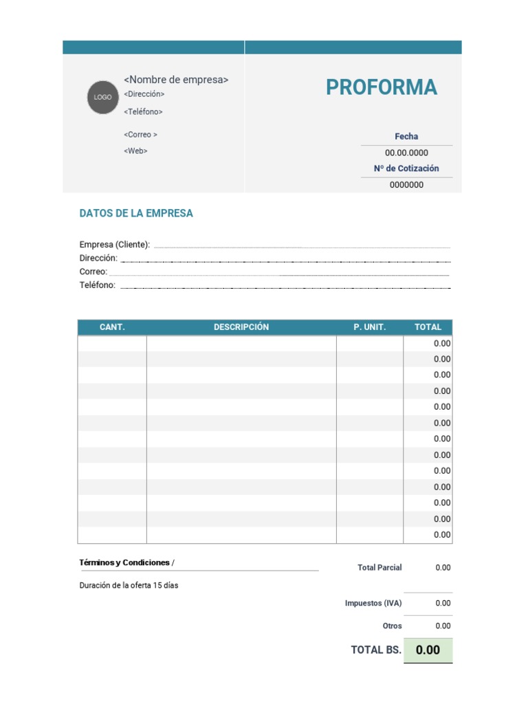 Proforma en Word | PDF | Economias | Business