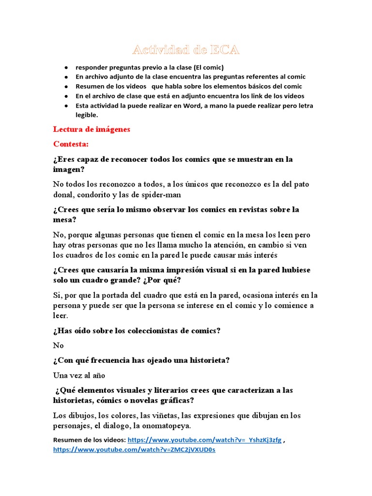 Actividad de ECA El Comic | PDF | Cómics