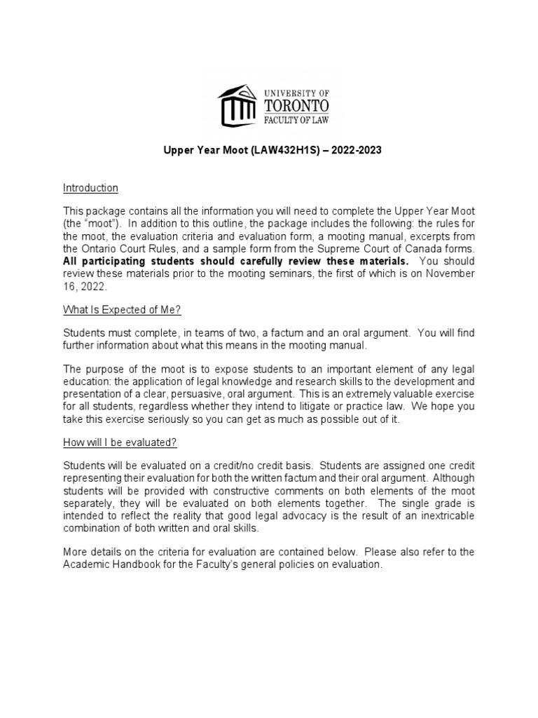 Mooting Instructions 2022-2023 (2).pdf | PDF | Brief (Law) | Appeal