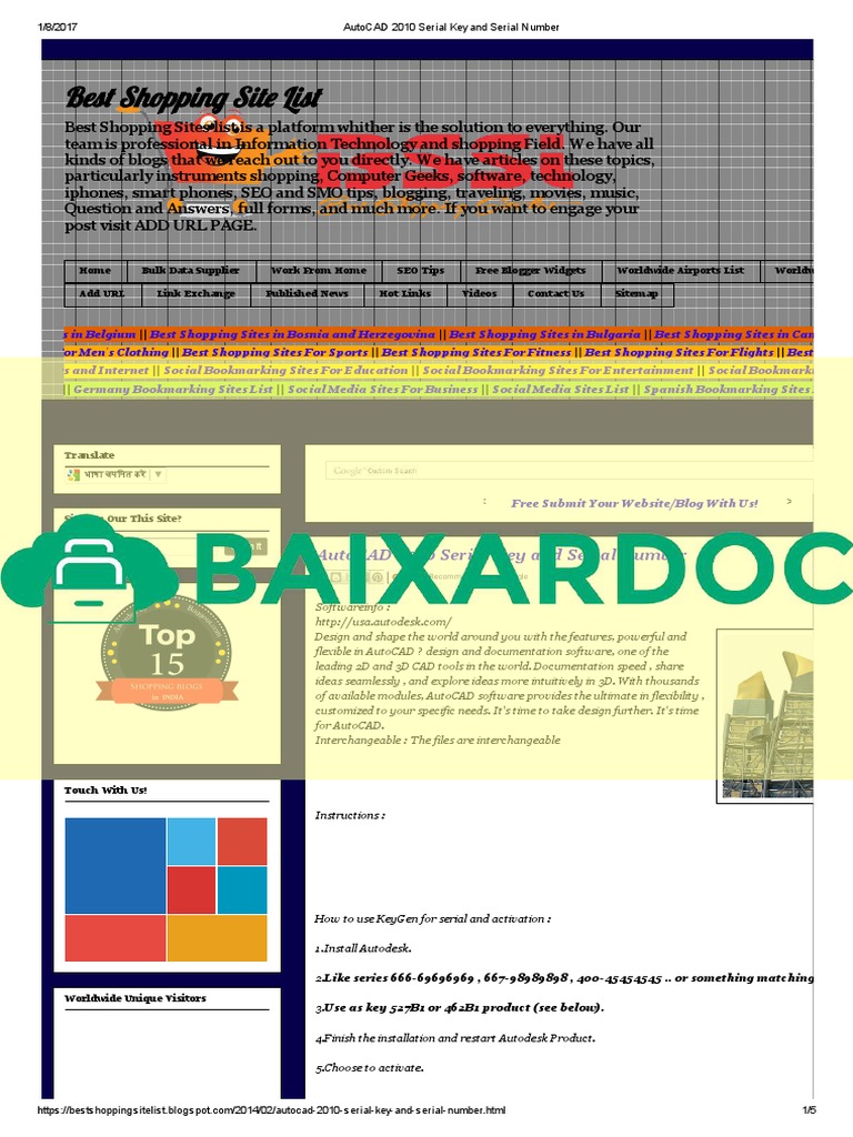 Autocad 2010 Serial Key and Serial Number Autodesk Auto Cad PDF | PDF