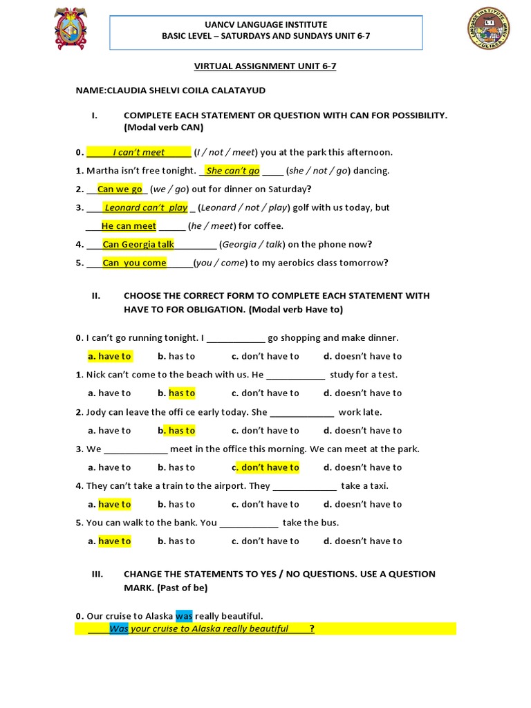 Assignment 1 Unit 6-7 PDF | PDF | Grammar | Linguistics
