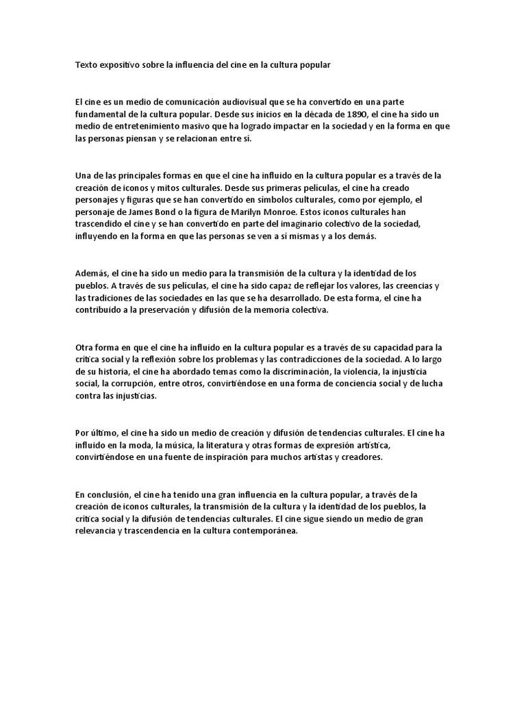 Influencia del Cine en la Cultura Popular | PDF