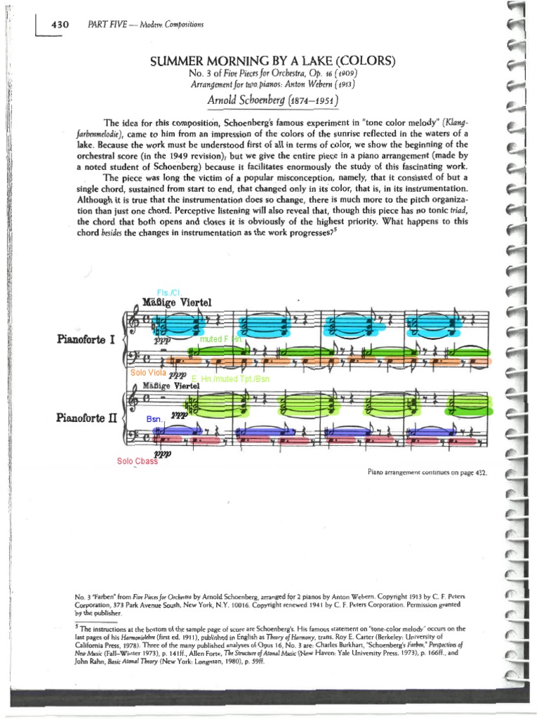 EXAMPLE ANNOTATION - Schoenberg Summer Morning by A Lake | PDF