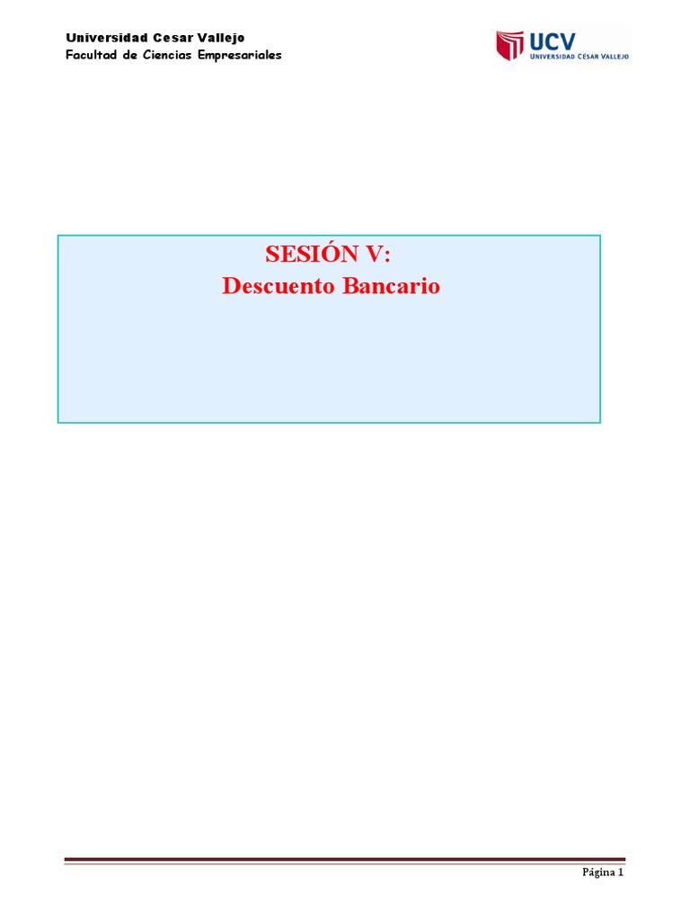 Descuento bancario: concepto, fórmulas y ejercicios resueltos | PDF