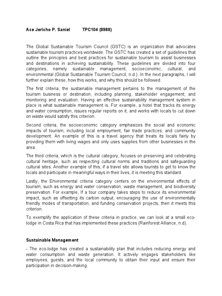 TPC104 (GSTC Criteria) | PDF