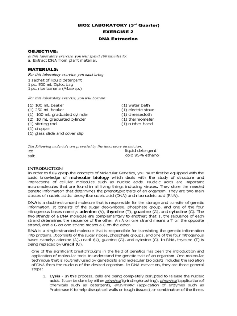 DNA Extraction from Plant Material | PDF