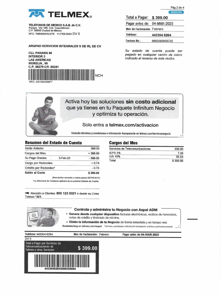 Recibo Teléfono Marzo 2023 PDF | PDF