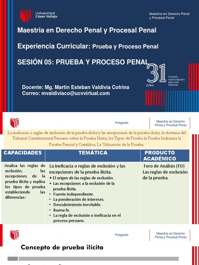 Sesion v. Excepcion de La Prueba Prohibida PDF | PDF | Ley procesal | Derecho penal
