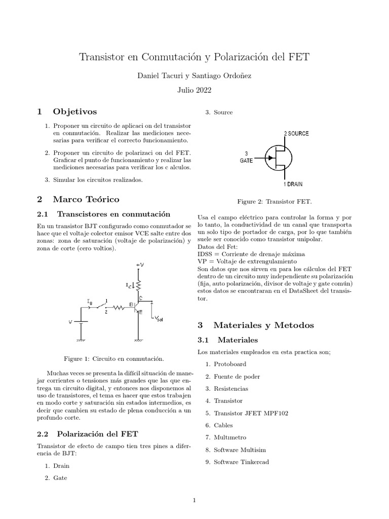 Practica 8 P60 | PDF | Transistor de efecto de campo | Transistor