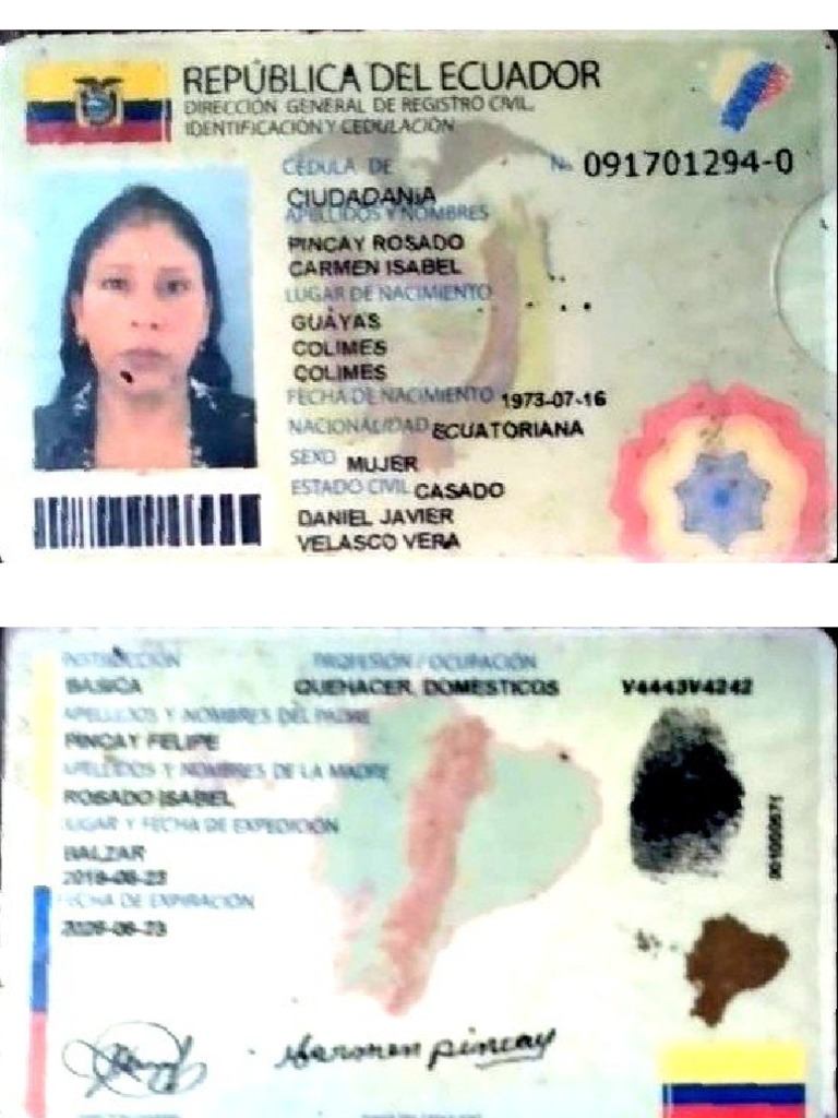 PDF Carmen Pincay Cedula PDF | PDF