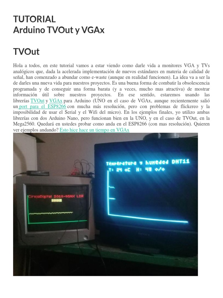 Arduino Tvout Y Vgax Pdf Pdf Resolución De Pantalla Píxel 