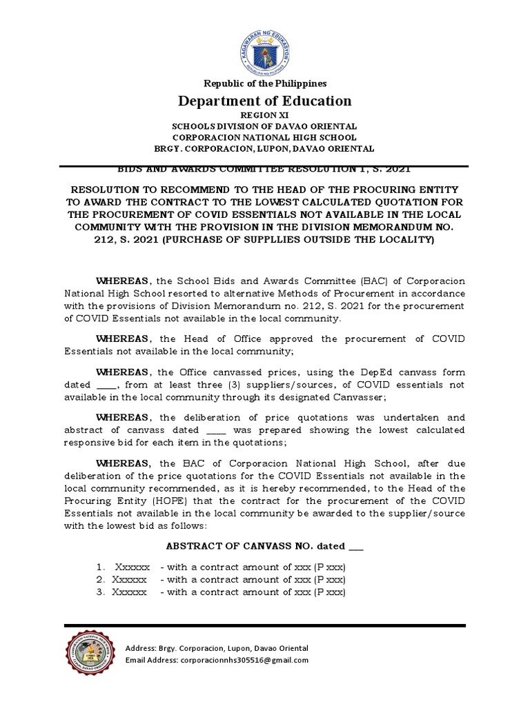 BAC Resolution | PDF