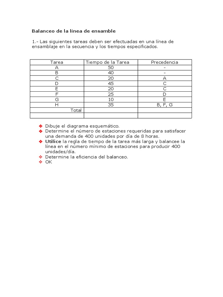 Balanceo de Línea de Ensamble Eficiente | PDF | Tecnología