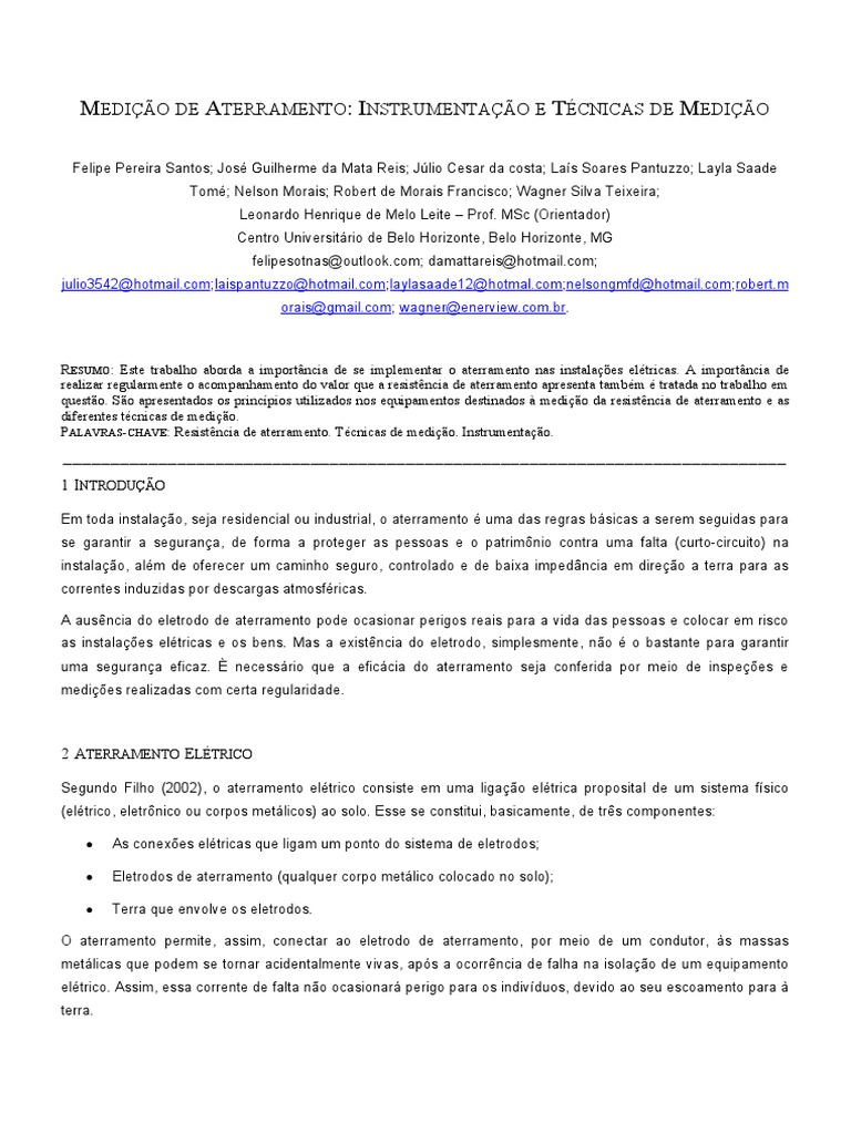 Técnicas de Medição de Aterramento | PDF