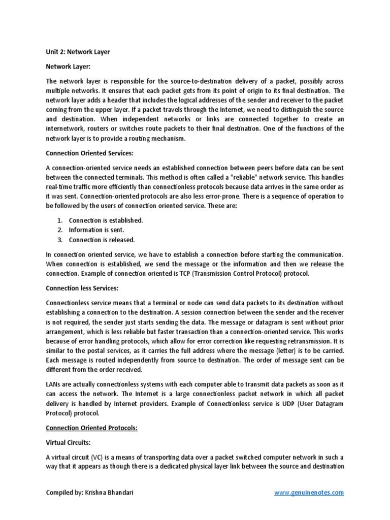 Unit 2 Network Layer 1 | PDF