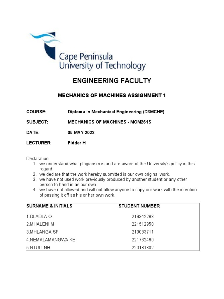 Mechanical Engineering Assignment | PDF | Physical Quantities | Physics