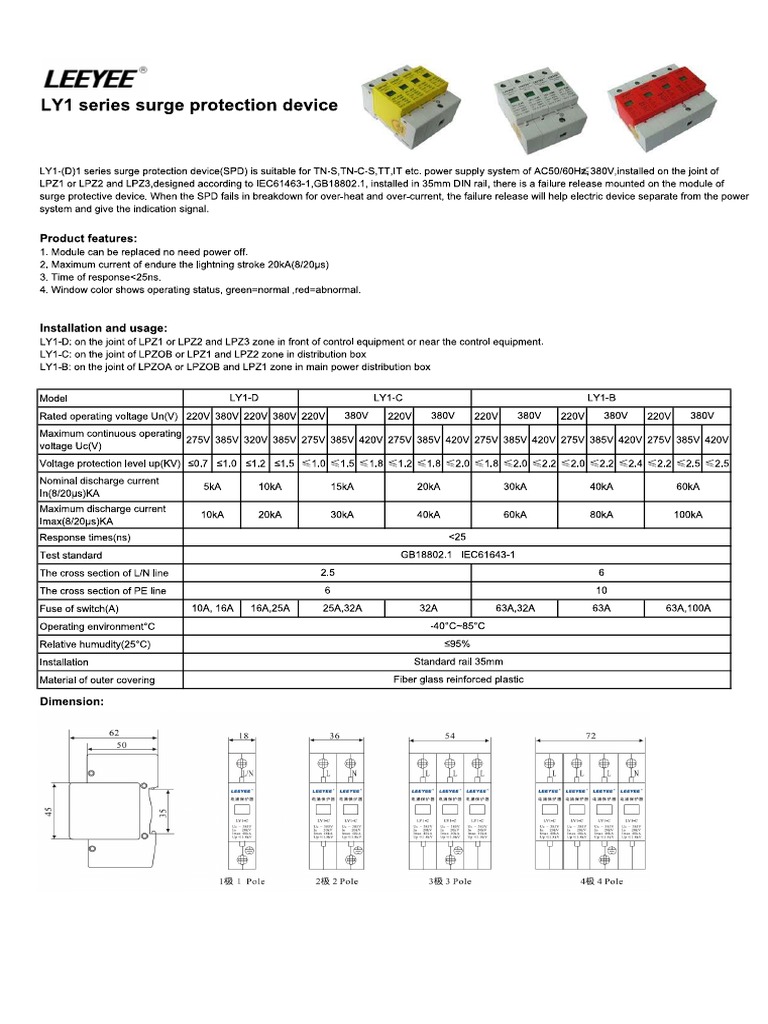 Surge AC LY1 3P 40KA | PDF