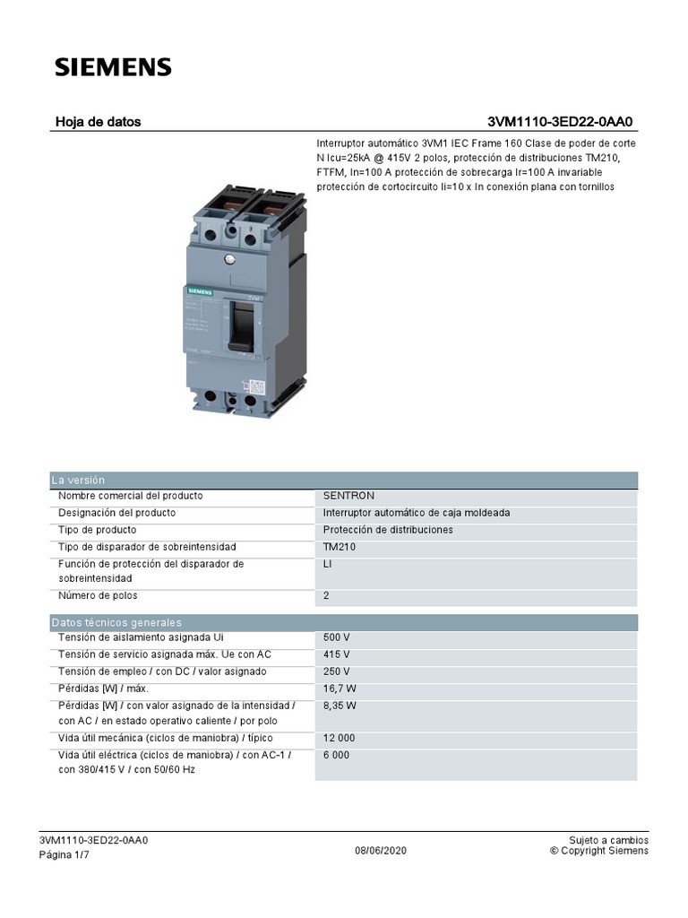 Breaker Siemens 2p-100a PDF | PDF
