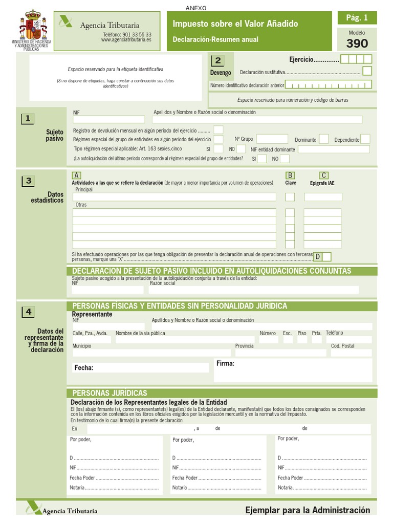 Modelo 390 Resumen Anual IVA.pdf | PDF | Impuestos | Conceptos legales