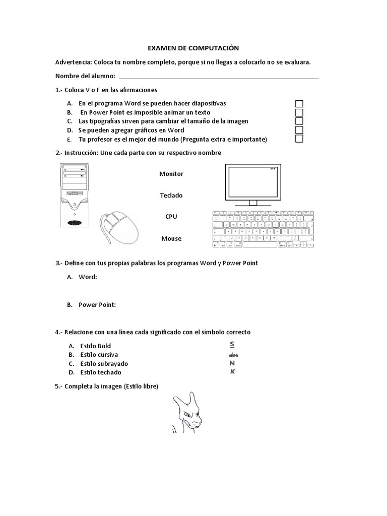 Examen de Computación | PDF