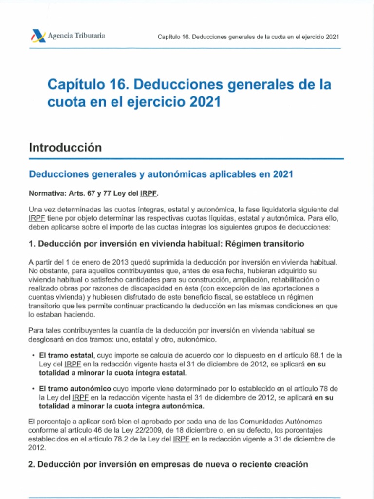 Manual Irpf Xi Deducciones Generales de La Cuota PDF | PDF