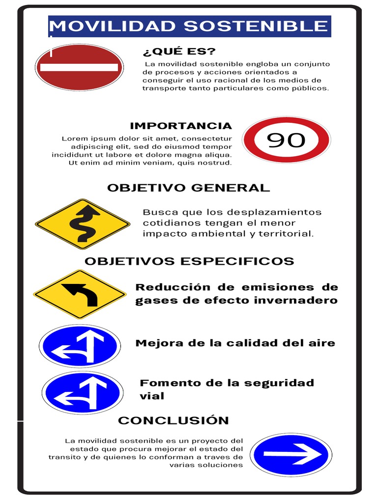 Infografía Señales de Tránsito Informativa Clásica Simple Azul y Blanco ...
