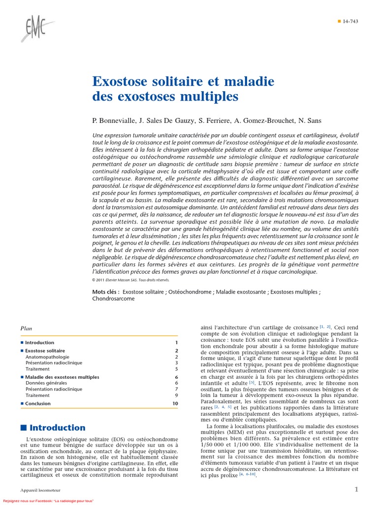 Exostose Solitaire Et Maladie Des Exostoses Multiples PDF | PDF ...