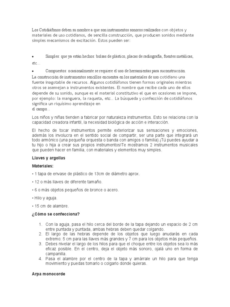 Creación de Cotidiáfonos Caseros | PDF