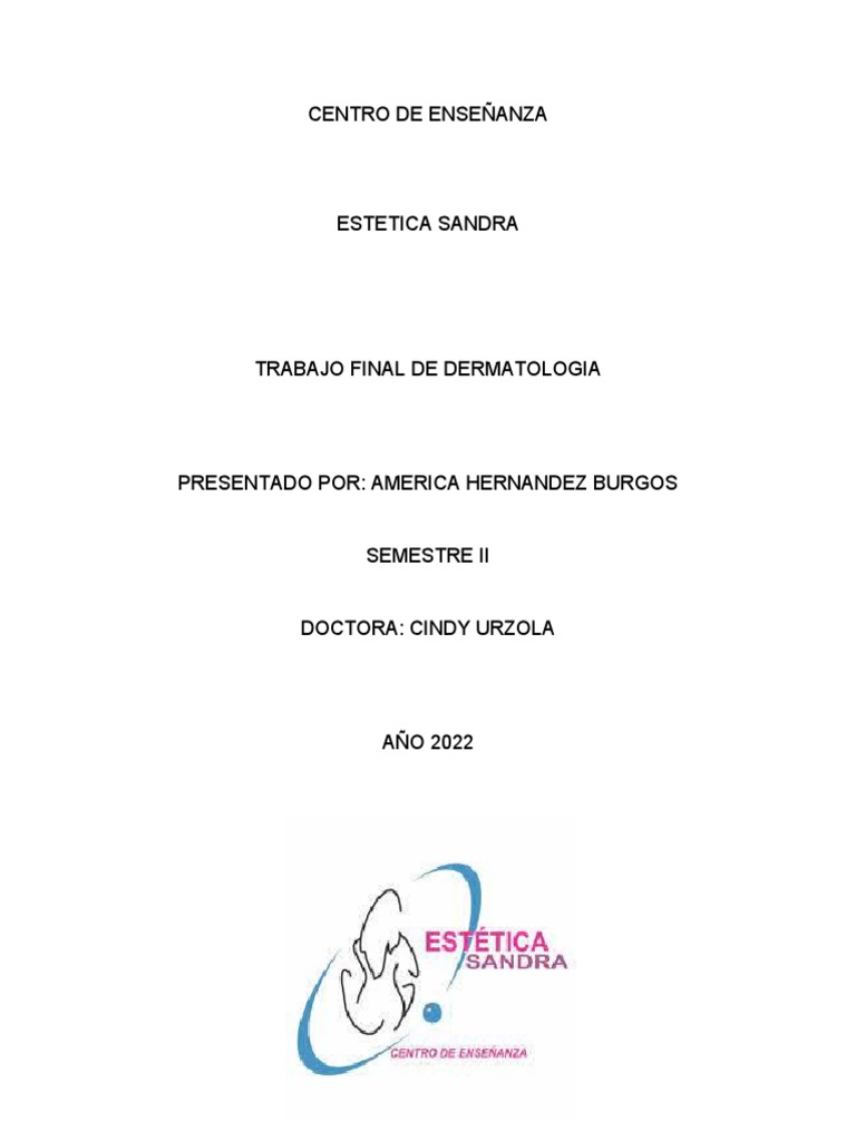 portada de trabajo dermatologia.docx | PDF