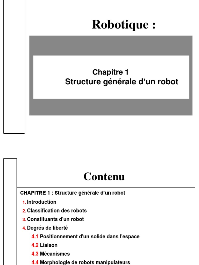 Chapitre 1 - Robotique PDF | PDF | Ingénierie mécanique | Machine