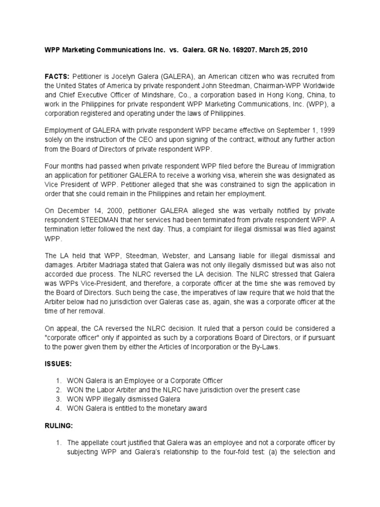 WPP Marketing Communications Inc. vs. Galera | PDF