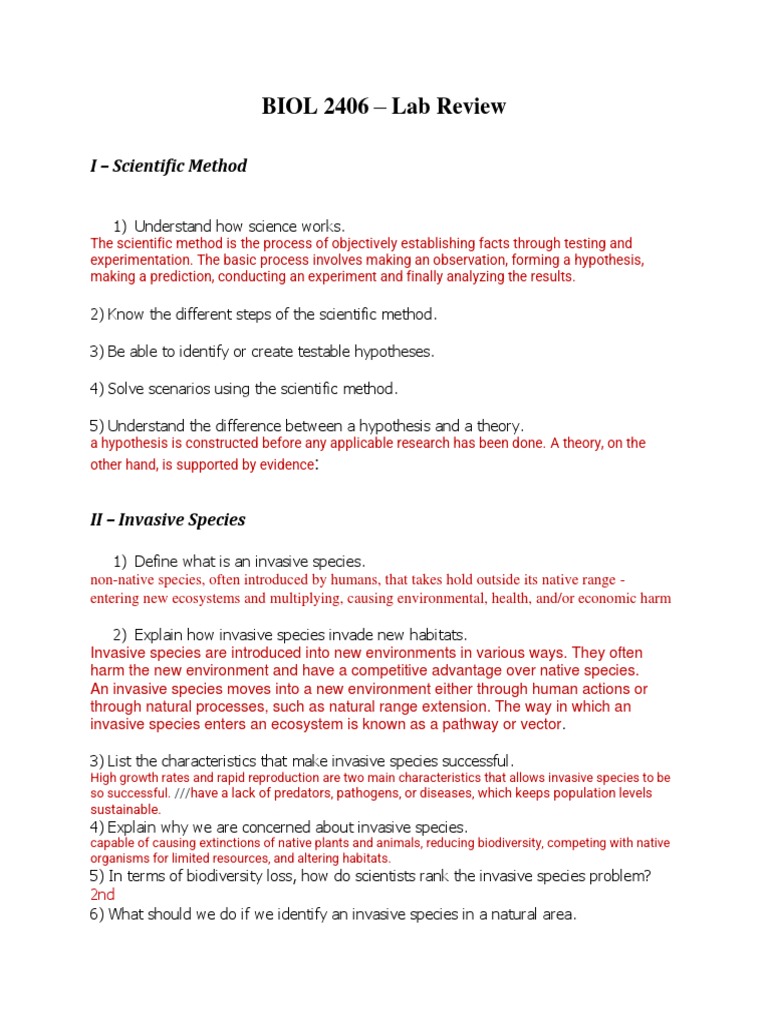 BIOL 2406 - Lab Review - Sp22 PDF | PDF | Soil | Water