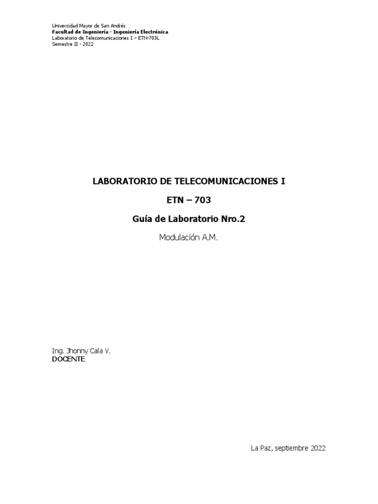 Guia Lab 2 Am Etn 703 PDF | PDF | Modulación | Amplificador