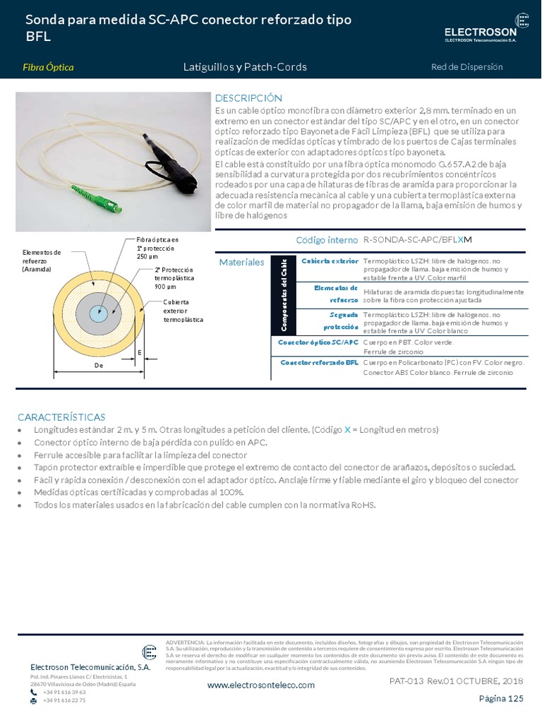 Cable Óptico SC/APC-BFL Detallado | PDF