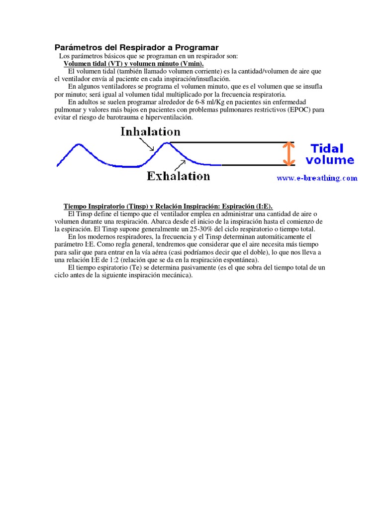 Parámetros del Respirador a Programar.pdf | PDF | Sistema respiratorio | Medicina CLINICA