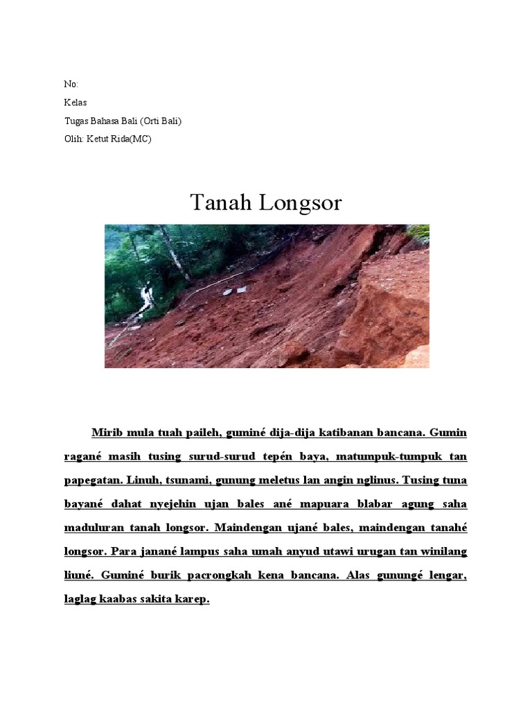 Orti Bali Tanah Longsor | PDF