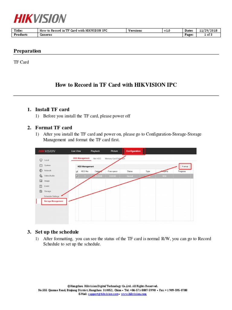 How To Record in TF Card With HIKVISION IPC | PDF | Computing ...