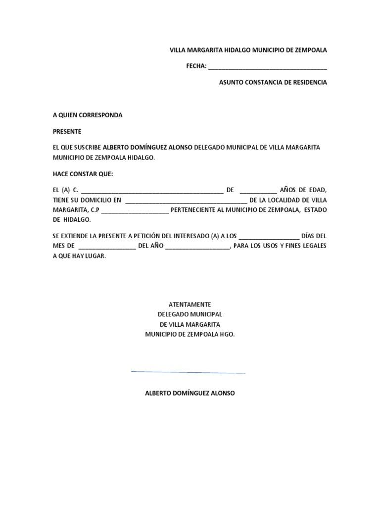Constancia de Residencia | PDF