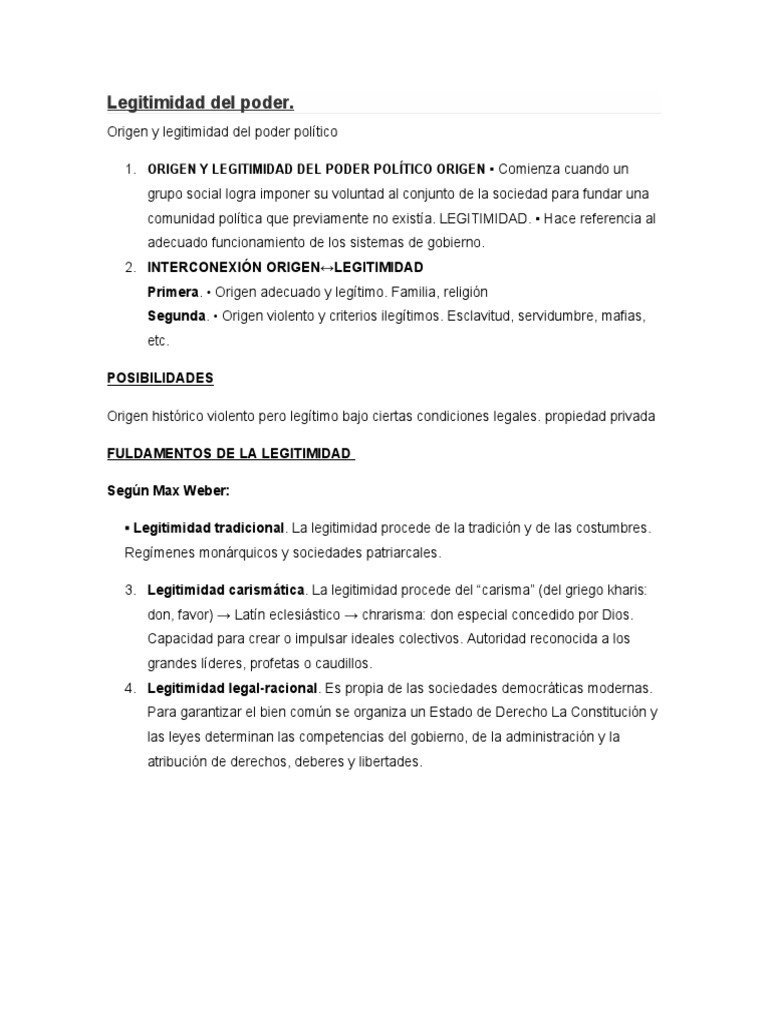 Legitimidad-del-poder.docx | PDF