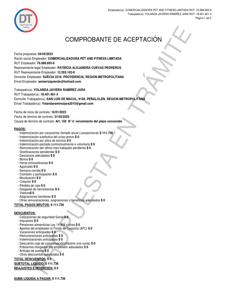 Comprobante Aceptacion 1283490 PDF | PDF