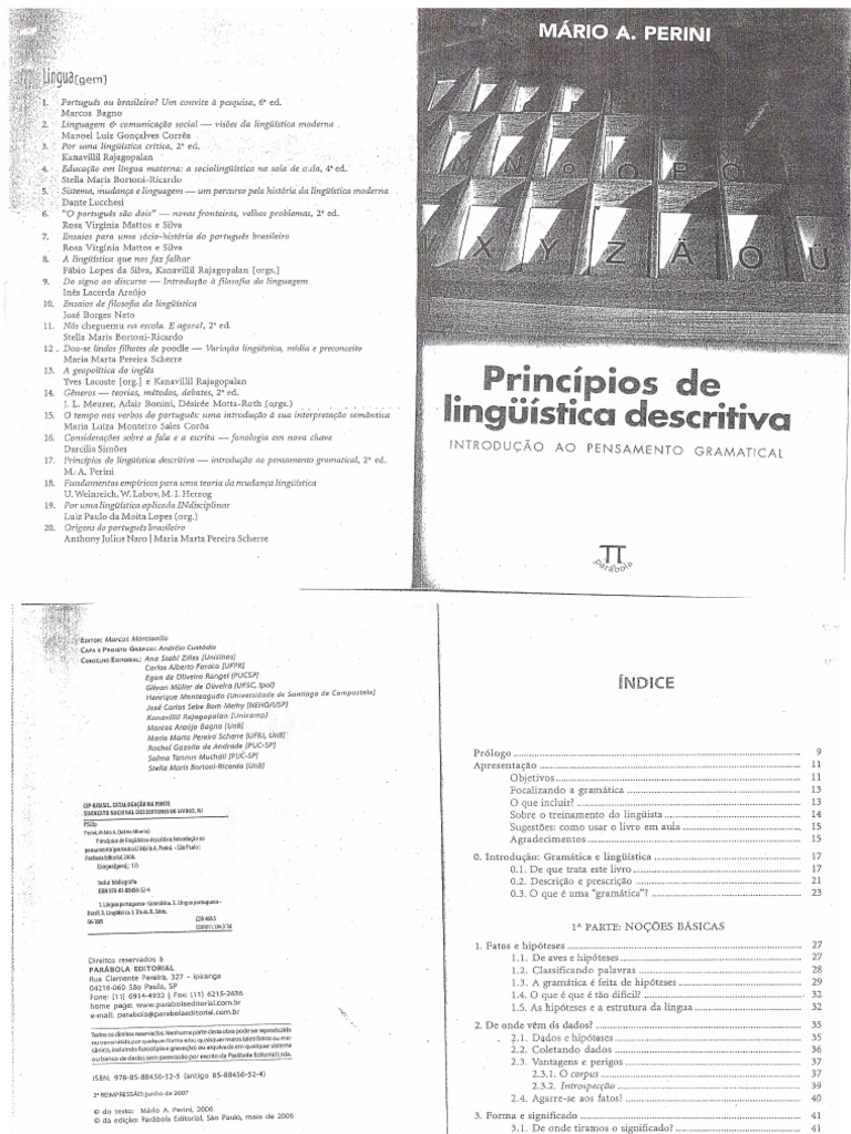 PERINI PrincipiosDeLinguisticaDescritiva | PDF