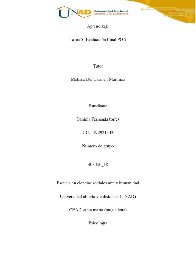 Fase 5 Evaluacion Abierta POA PDF | PDF