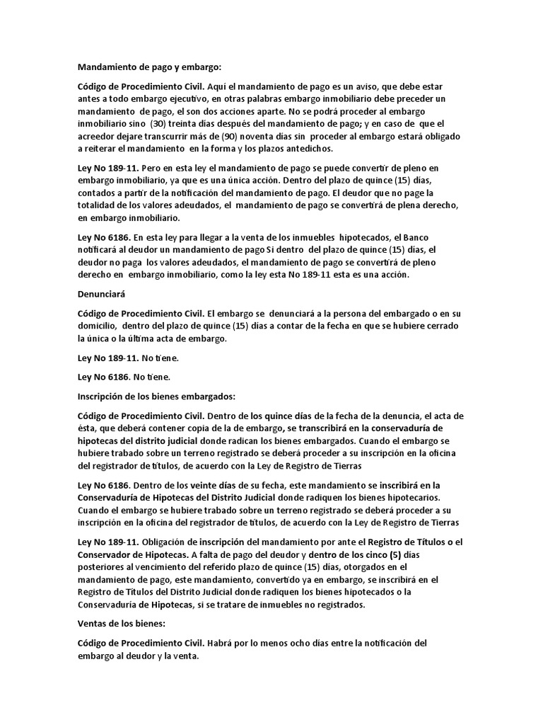 Cuadro Comparativo. Embargo Inmobiliario | PDF | Pagos | Derecho privado