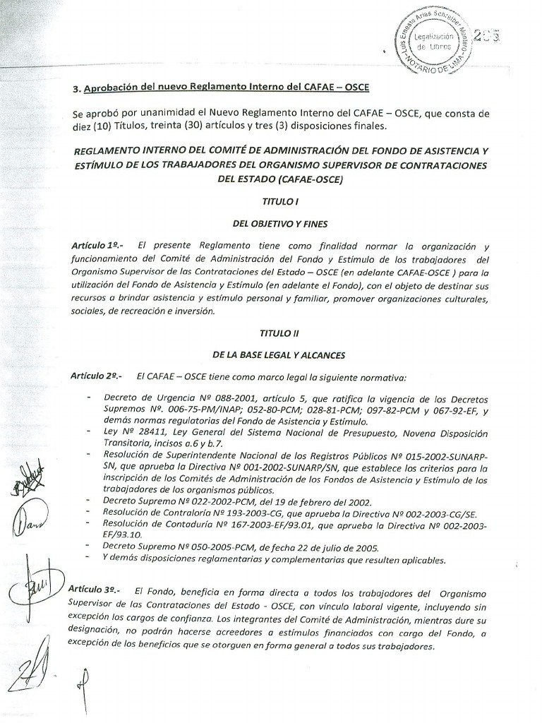 MODELO Reglamento Cafae | PDF