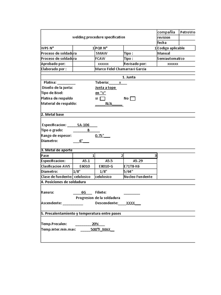 Welding Procedure Specification WPS | PDF