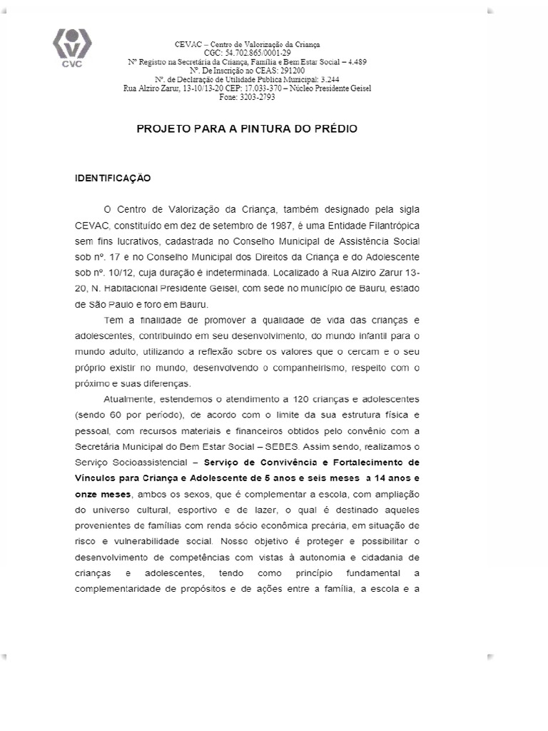 PROJETO PARA A PINTURA DO PRÉDIO - PDF | PDF