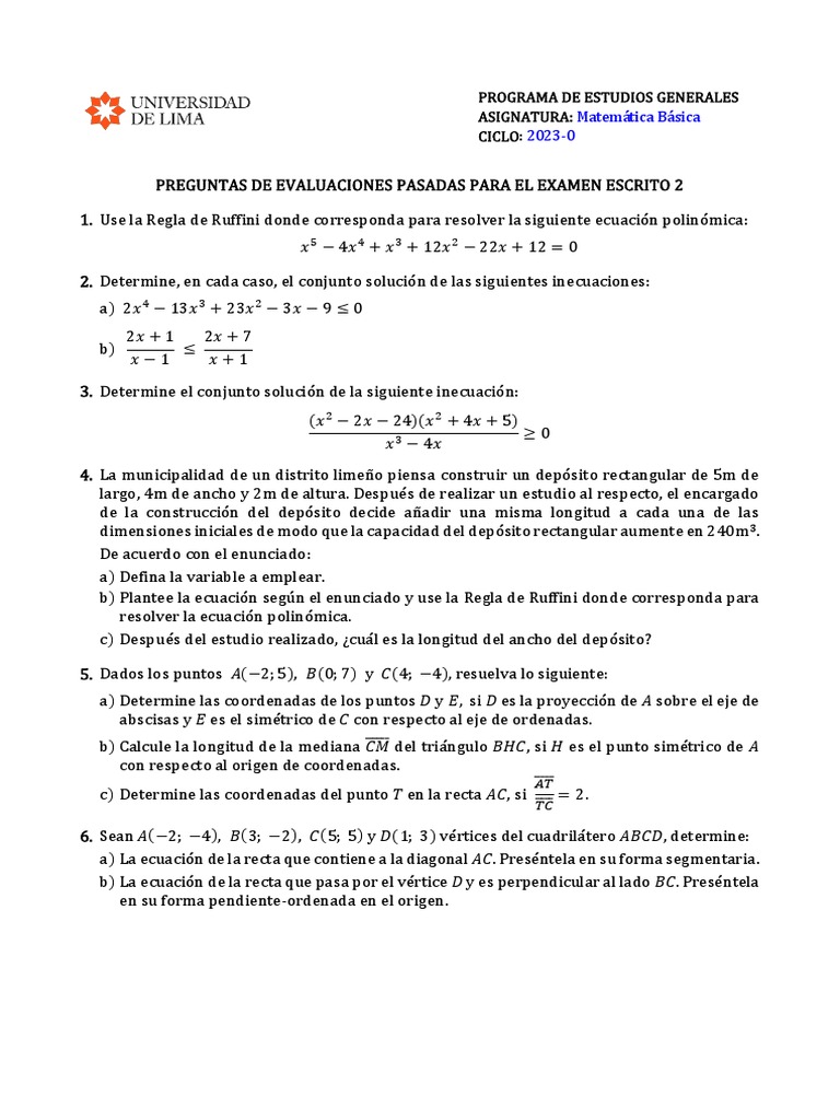 EE2 - Preguntas de Evaluaciones Pasadas PDF | PDF