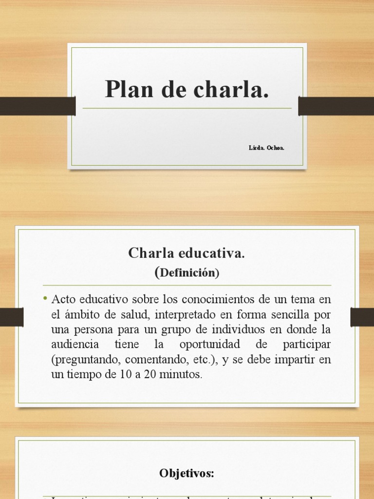 Plan de Charla Educativa en Salud | PDF