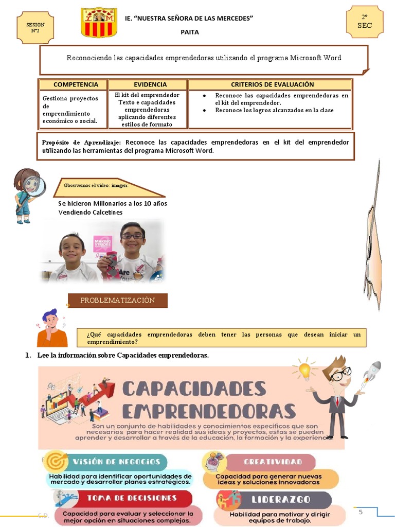 1-2° Ficha de Aplicación-Sesión1-Sem.2-Exp.1-Ept | PDF